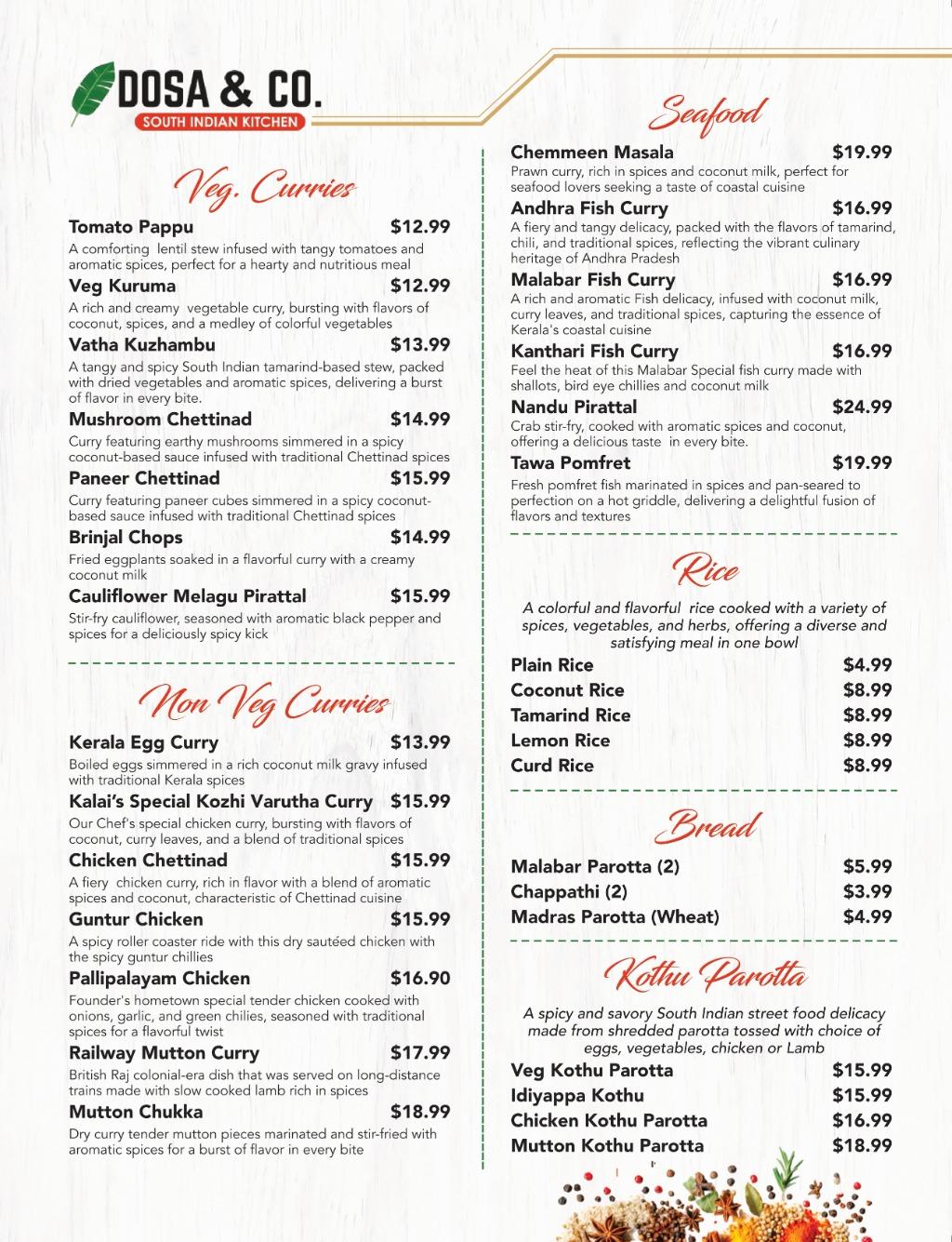 Menu - Dosa & Co